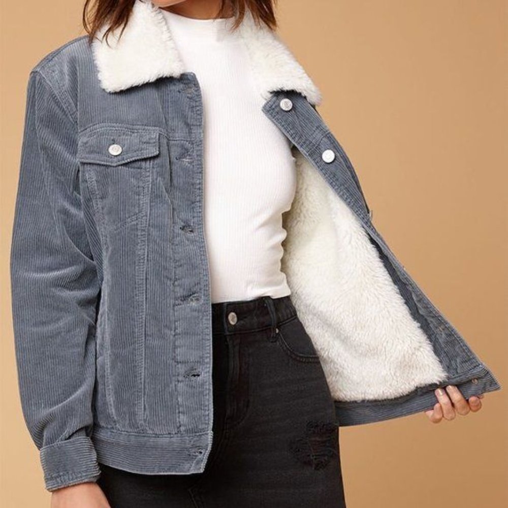 New Pacsun 2021 Oversized Sherpa Trucker Cord Jacket S - Gem